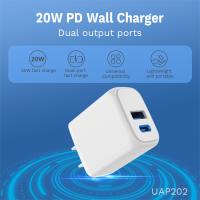 China UAP202 PD Power Adapter Dual Port 20W Usb C Wall Charger Power Supply for sale