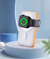 China 15W QI Magnet Wireless Power Bank 10000mAh with Holder for Mobile Phone Watch 3 in 1 Wireless Charger for sale