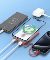 China 15W QI Magnet Wireless Power Bank 10000mAh with Holder for Mobile Phone Watch 3 in 1 Wireless Charger for sale