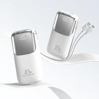 China Portable 10000mAh Pocket Power Bank With 2 Cord PD 22.5W Fast Charging LED Display USB-C Output for sale