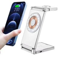 China 3 In 1 Foldable Wireless Charger Pad 15W Magnetic Wireless Charger Stand For iPhone 12-15 Airpods Pro 3 2 1 Apple Watch for sale