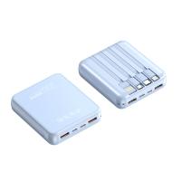 China Mini Portable Power Bank 10000mAh Fast Charging Power Banks 4in1 Built-in Cable Mobile Power Supply For Smartphone for sale