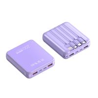 China Mini Portable Power Bank 10000mAh Fast Charging Power Banks 4in1 Built-in Cable Mobile Power Supply For Smartphone for sale