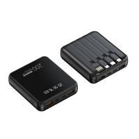 China Mini Portable Power Bank 10000mAh Fast Charging Power Banks 4in1 Built-in Cable Mobile Power Supply For Smartphone for sale