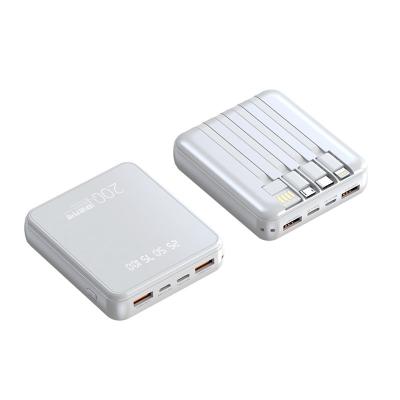 China Mini Portable Power Bank 10000mAh Fast Charging Power Banks 4in1 Built-in Cable Mobile Power Supply For Smartphone for sale