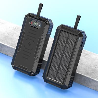 China Outdoor Mobile Phone Fast Charging Power Banks 30000Mah Waterproof Wireless Solar Panel Charger Powerbank for sale