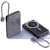 China 15W QI Magnet Wireless Power Bank 10000mAh with Holder for Mobile Phone Watch 3 in 1 Wireless Charger for sale