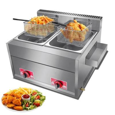 China Commercial Gas Griddle Braised Stove and Fryer All-in-One Machine 2 Burner Handheld Cake Fryer Equipment for sale