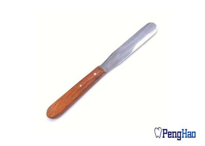 China Stainless Steel Dental Spatula with Wooden Handle for Plaster and Alginate 15cm for sale