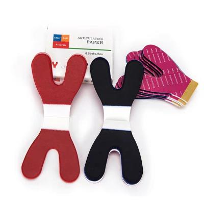 China Dental Articulating Paper U Shape Solid Material Blue Red 100 Micron for sale