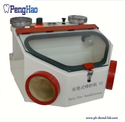 China Dental Micro Motor Sandblaster 50W Twin Pen Metal Sandblasting Machine for sale