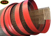 China 300 Degrees Red Edging Polymer Conveyor Belt 4*4mm Hole Coated Mesh for sale