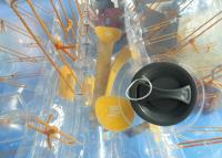 China Transparent Inflatable Bubble Soccer , Yellow Handle / Straps / Rope Bubble Bump Soccer for sale