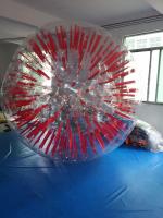 China Grass Red Cord Inflatable Zorb Ball Inflatable Human Hamster Ball 2.8m x 1.8m Dia for sale