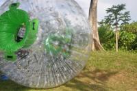 China TPU Green Dot Inflatable Zorb Ball , Inflatable Human Hamster Ball 3.0m x 2.0m Dia For Grass for sale