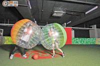 China Leisure Centre Inflatable Zorb Ball Green / Yellow Inflatable Bubble Football for sale