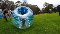 China Commercial Red Body Inflatable Zorb Ball / Bubble Soccer Ball Transparent Color for sale