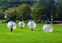 China Commercial Red Body Inflatable Zorb Ball / Bubble Soccer Ball Transparent Color for sale