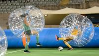 China Commercial Red Body Inflatable Zorb Ball / Bubble Soccer Ball Transparent Color for sale