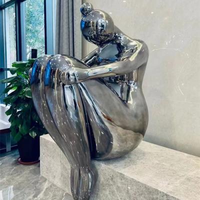 China Decorative Metal Abstract Sitting Woman Human Figure Art Sculpture for sale