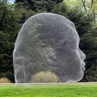 China Outdoor Garden Metal Wire Face Statue Stainless Steel Head Sculpture for sale
