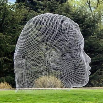 China Outdoor Garden Metal Wire Face Statue Stainless Steel Head Sculpture for sale