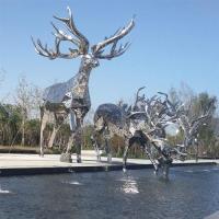 China Custom Stainless Steel Deer Art Metal Sculpture For Hotel Garden Decoration for sale