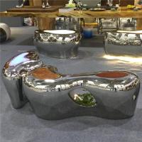 China Abstract Mirror Stainless Steel Sculpture Creative Outdoor Park Chair for sale