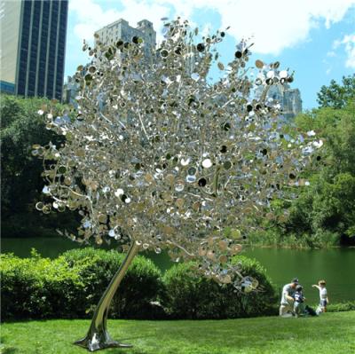 China 3m Metal Tree 316L Stainless Steel Sculptures Garden Modern Mirror Polishing for sale