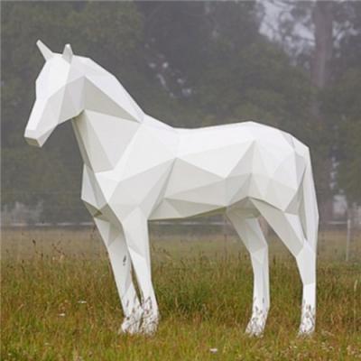 China Large Metal Horse Garden Animal Sculptures Realistic Geometry For City for sale