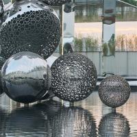 China Hollow Silver Stainless Steel Ball Sculpture Decorative For Fountains for sale