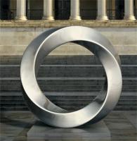 China 180cm Height Abstract Metal Sculptures Circle Matte Outdoor Bronze Statue for sale