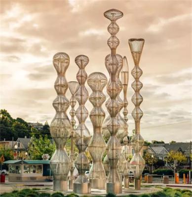 China Pillar Columnar Abstract Metal Sculptures 316L Stainless Steel Outdoor For Garden for sale