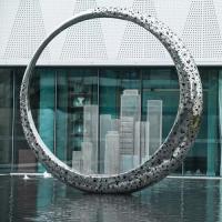 China SS Large Circle Outdoor Garden Sculptures Abstract Welding For Pool for sale