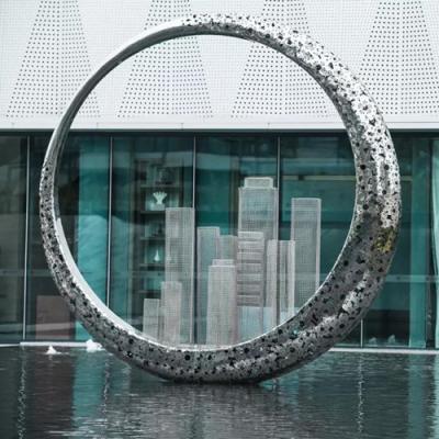 China SS Large Circle Outdoor Garden Sculptures Abstract Welding For Pool for sale