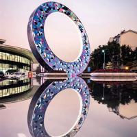 China Hotel Metal Circle Stainless Steel Sculptures Large Decorative Colored for sale
