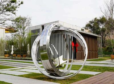 China Large Ring Metal Contemporary Outdoor Sculpture Stainless Steel For Garden for sale