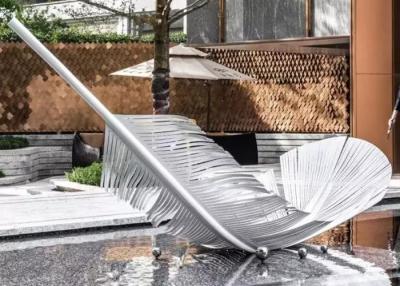 China Handmade Feather Outdoor Pool Sculptures Stainless Steel 3D Metal Art Sculpture for sale
