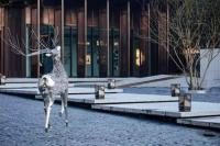 China Landscape Metal Deer Stainless Steel Garden Ornaments Abstract Life size for sale