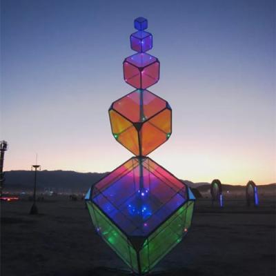 China Customized Cube Outdoor Garden Sculptures For Bar Decoration for sale