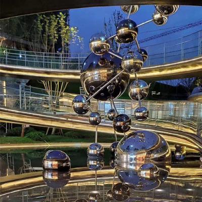 China Ball String Mirror Stainless Steel Sculptures Garden Ornaments Polished for sale