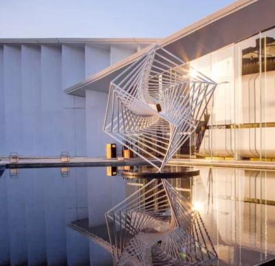 China Stainless Steel Cube Twisted Metal Sculpture Decorative Art Outdoor for sale