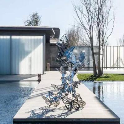 China Abstract Animal Metal Butterfly Garden Sculpture Mirror Stainless Steel for sale