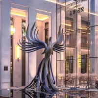 China Fire Phoenix Bird Sculpture FRP Stainless Steel Metal Animal Garden Statues for sale
