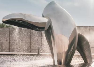 China Whale Mirrored Garden Animal Sculptures Metal Stainless Steel Customized for sale