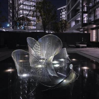 China Handmade Metal Wave Stainless Steel Sculptures Decorative Customized Size for sale