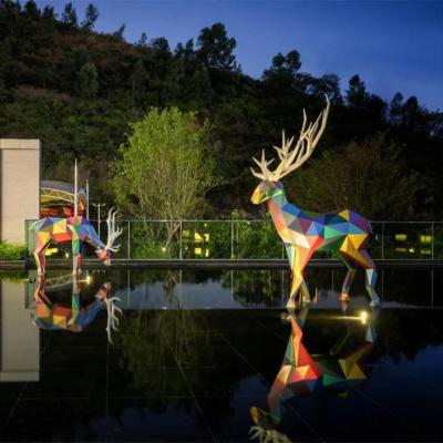 China Geometric Fiberglass Outdoor Statues Decorative Large Metal Deer Sculpture for sale