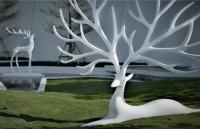 China Outdoor Animal Garden Ornaments Statue Stainless steel Deer 100cm Painted for sale