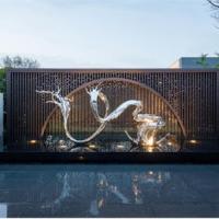 China Mirror Stainless Steel Abstract Metal Sculptures Sea Wave Handmade For Garden for sale