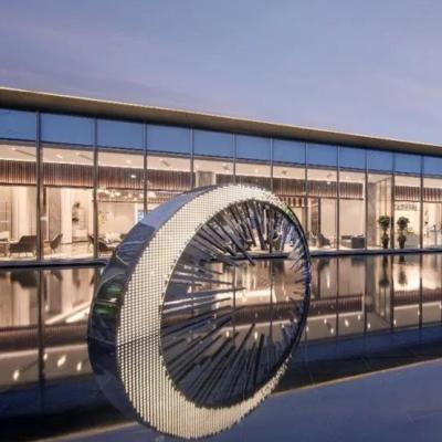 China Ring Circle Abstract Metal Sculptures Stainless Steel Acrylic Mirror For Pool for sale